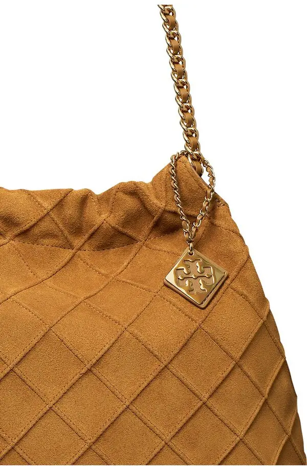 Tory Burch Fleming Soft Suede Hobo Bag - Chicory Brown