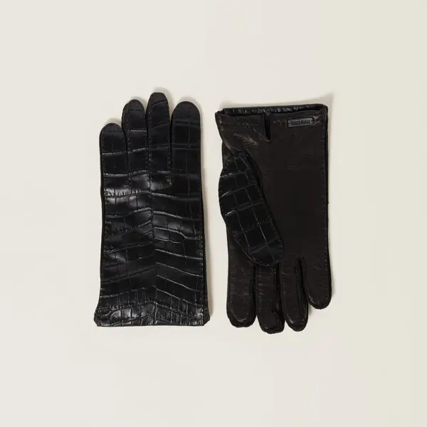 Miu Miu Leather Gloves - Black | Editorialist