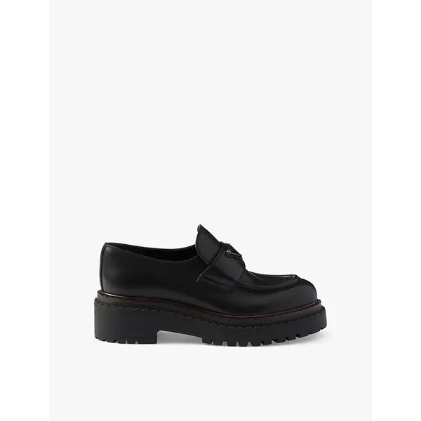 Prada Brand-plaque Leather Loafers