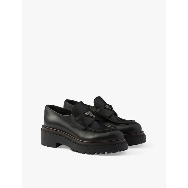Prada Brand-plaque Leather Loafers