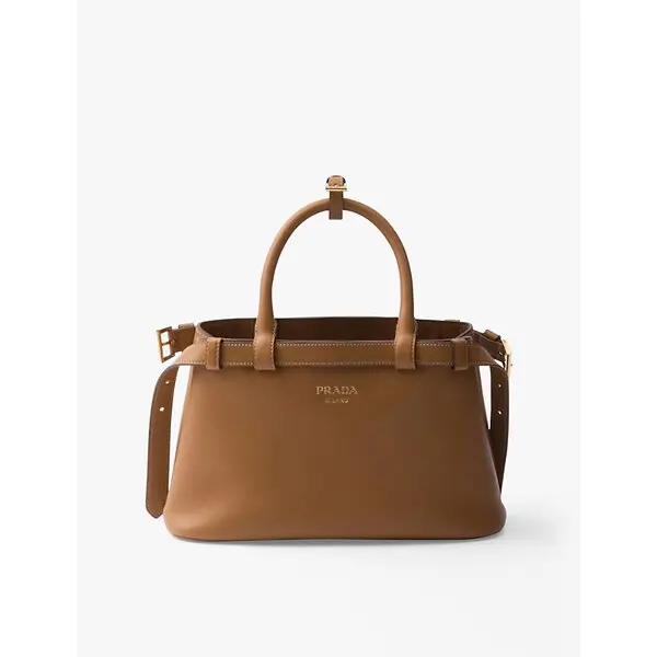 Prada Small Leather Tote Bag - Brown
