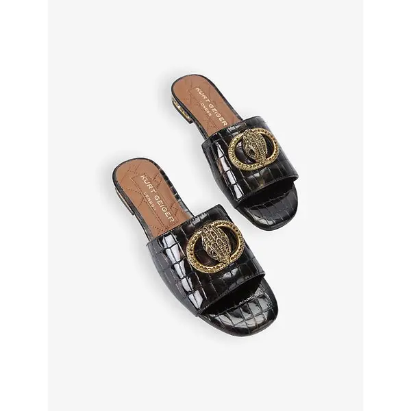 Kurt Geiger Chelsea Eagle-embellished Flat Faux-leather Sandals