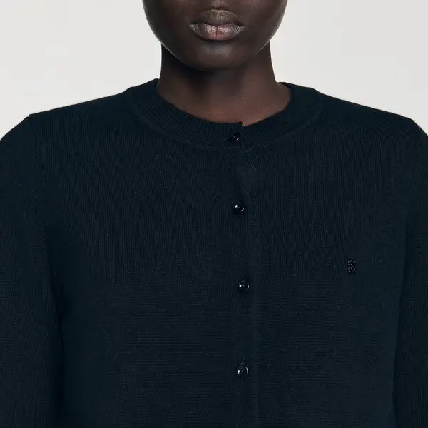Sandro Cropped Knitted Cardigan With Ruffle Detail