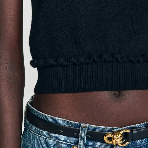 Sandro Sleeveless Cropped Sweater
