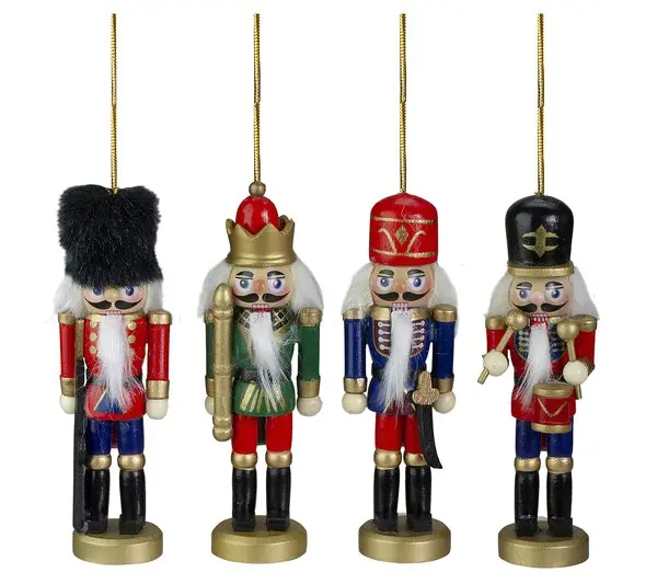 NORTHLIGHT Set Of 4 Assorted Classic Nutcracker Ornaments 5 - One-color