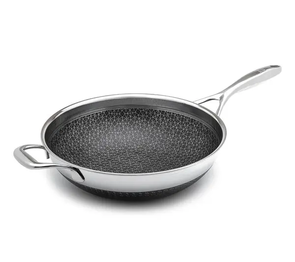 LIVWELL Diamondclad 12' Stainless Steel Nonstic K Wok Pan - Silver