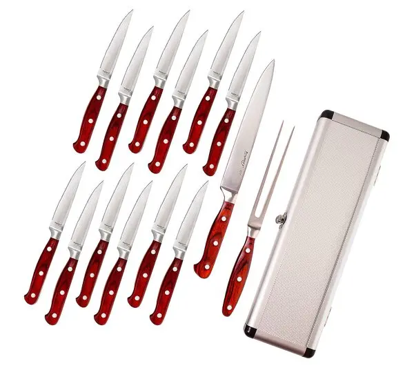 BERGHOFF Pakka Wood 15pc Steak & Carving Set - One-color