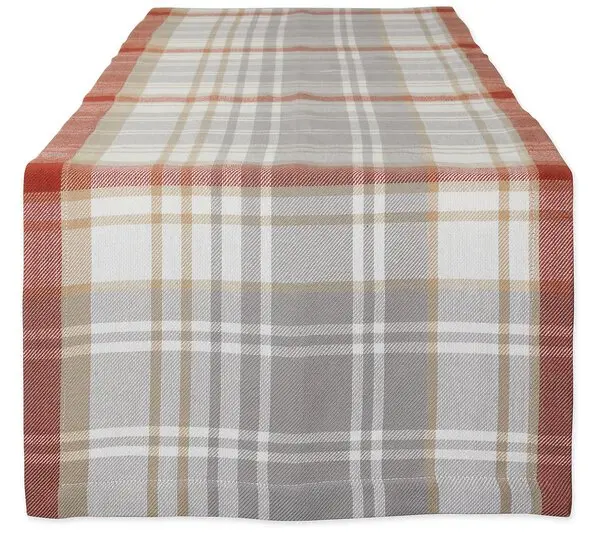 DESIGN IMPORTS 14'x72' Cozy Picnic Plaid Table Unner - One-color