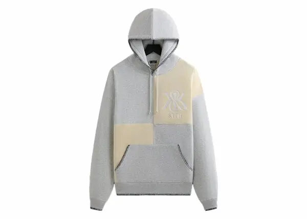 Kith Panelled Nelson Hoodie - Light Heather Grey