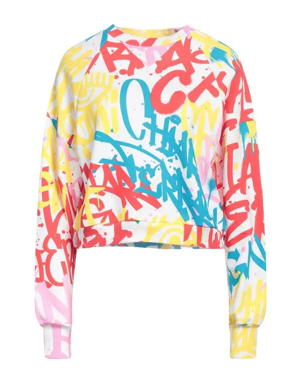 CHIARA FERRAGNI Graffiti Print Cotton Sweatshirt - Yellow