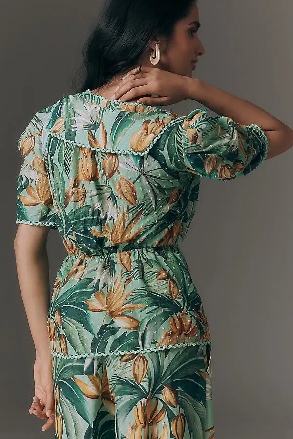 Farm Rio Puff-sleeve Babydoll Blouse