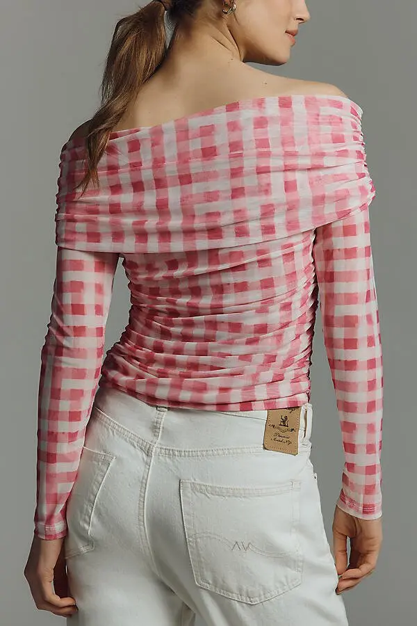 Maeve Aleda Mesh Off-shoulder Top