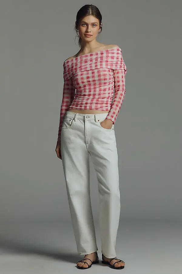 Maeve Aleda Mesh Off-shoulder Top
