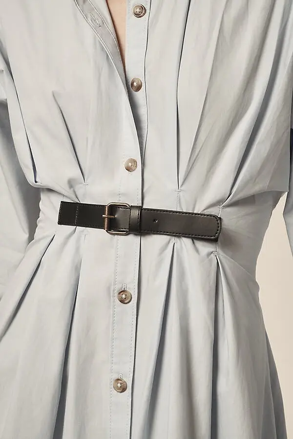 anthropologie pleated buckle midi shirt dress By Anthropologie