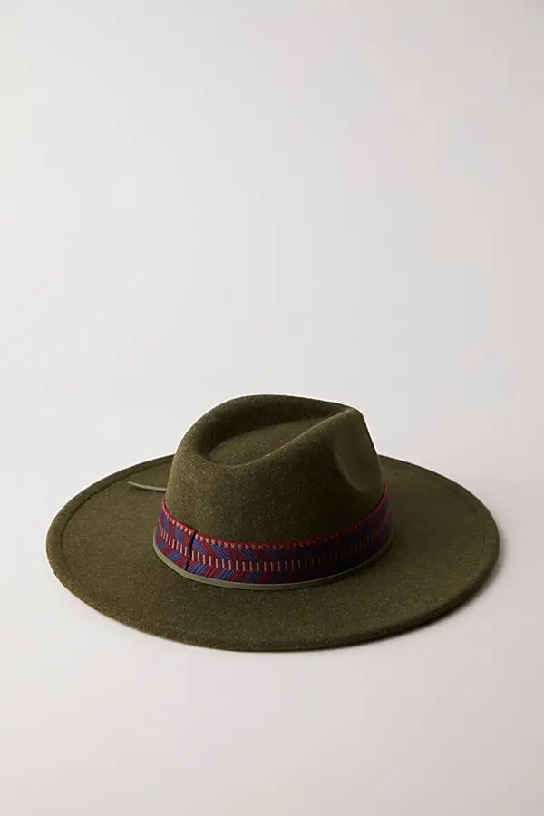 Free People Kimi Rancher Black Fedora Hat with Multicolored Patterned Band Free People Kimi Rancher Hat main image 4
