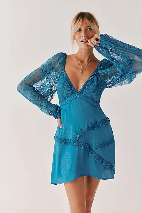 For Love & Lemons Fp X Gisela Mini Dress In Blue - 76% Off | Editorialist