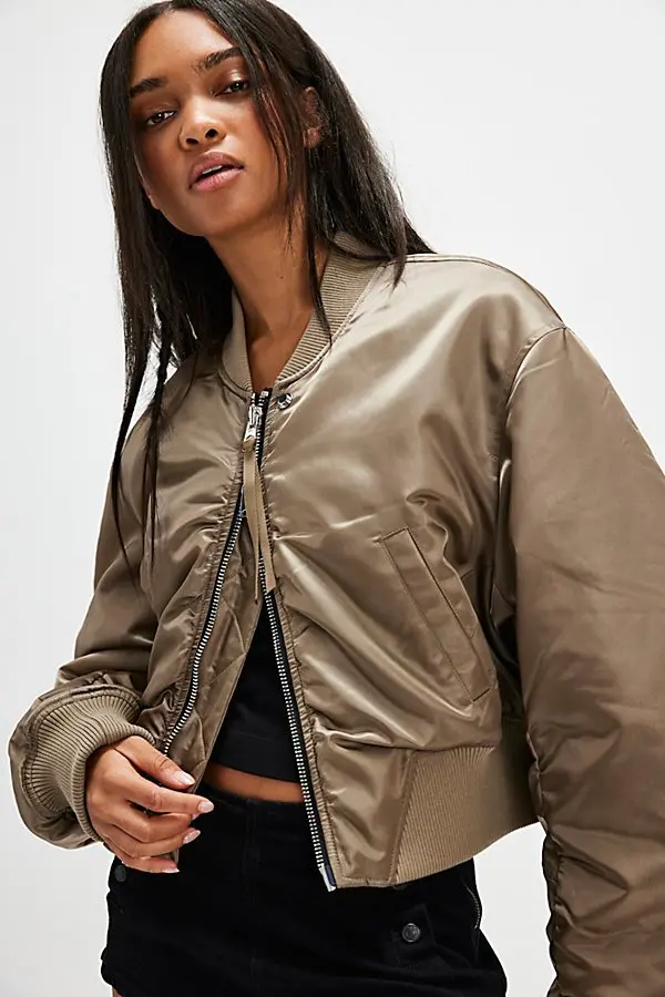 Agolde X Shoreditch Ski Club Jett Bomber In Sage - 64% Off