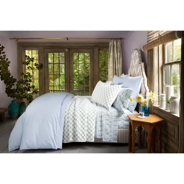 JOHN ROBSHAW Cinde Print Cotton Duvet Cover - Light Indigo