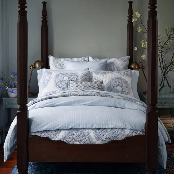 JOHN ROBSHAW Cinde Print Cotton Duvet Cover - Light Indigo