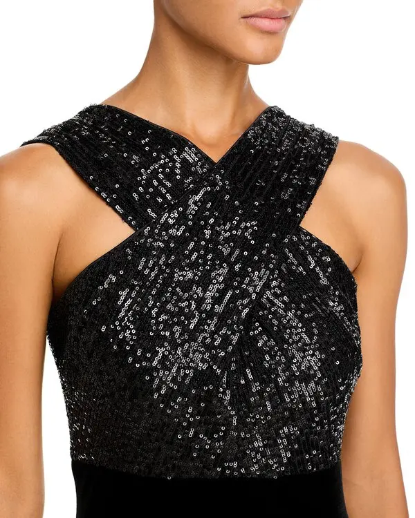 Eliza J Sequined Velvet Mermaid Gown