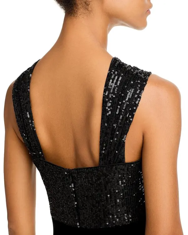Eliza J Sequined Velvet Mermaid Gown In Black - 30% Off | Editorialist