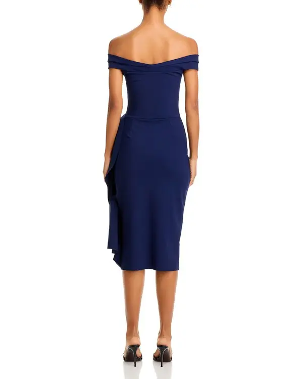 Chiara Boni La Petite Robe Off-The-Shoulder Cocktail Dress In Navy - 64%  Off | Editorialist