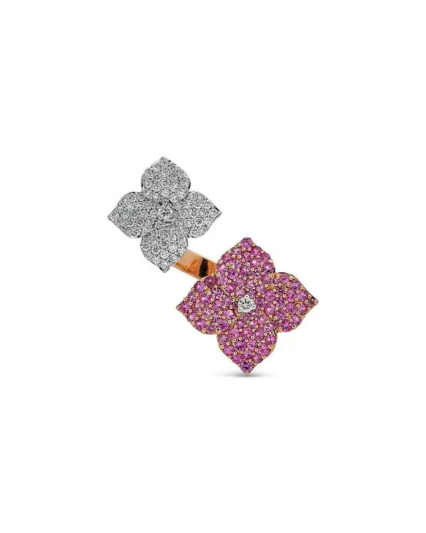 Piranesi 18k Rose Gold Double Fiore Ring - Pink/white
