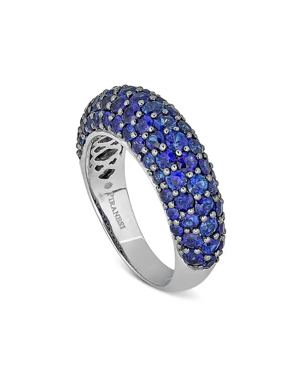 Piranesi 18k White Gold Ring With 3.11 Tcw Blue Sapphires - Blue/white