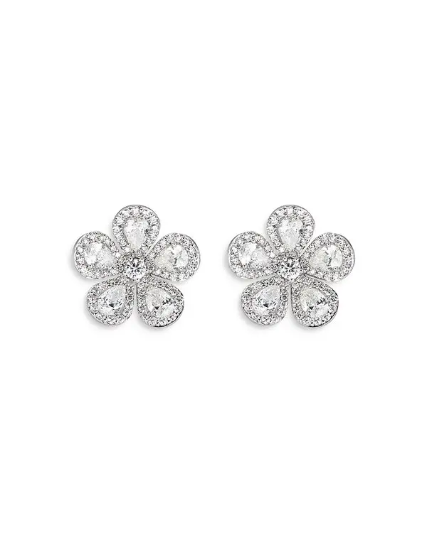 Piranesi 18k Gold Flower Earrings With Diamonds - White
