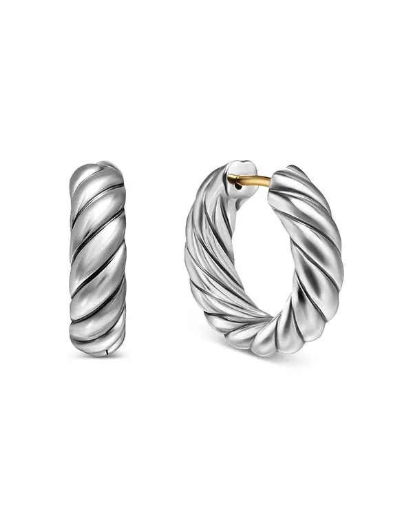David Yurman Sculpted Cable Hoop Earrings 18.6mm - Silver