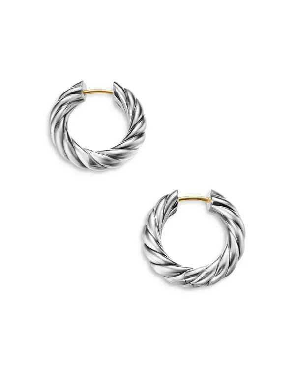 David Yurman Sculpted Cable Hoop Earrings In Sterling 18.6mm - Silver
