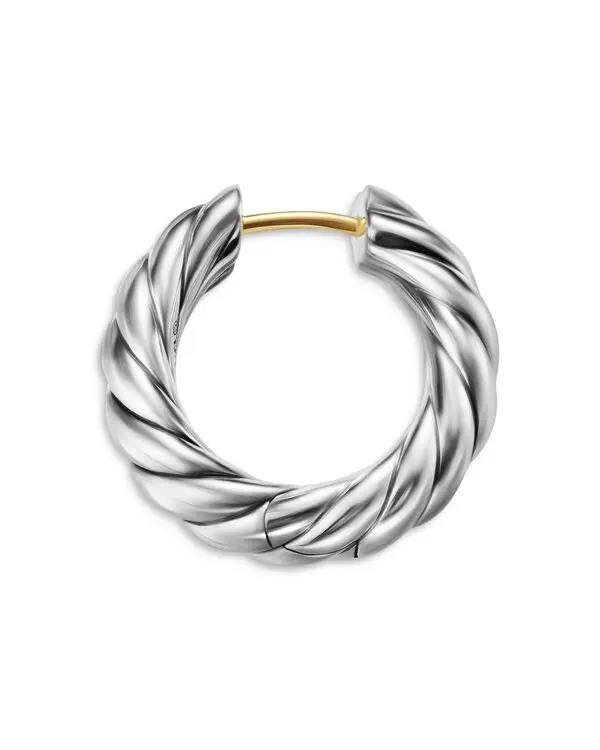 David Yurman Sculpted Cable Hoop Earrings In Sterling 18.6mm - Silver