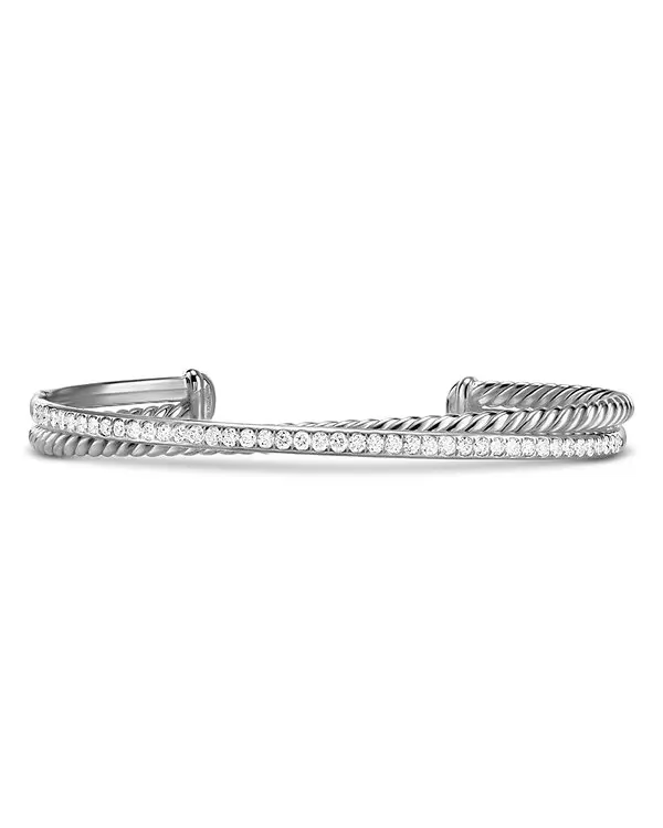 David Yurman Crossover Bracelet With Diamonds - Silver