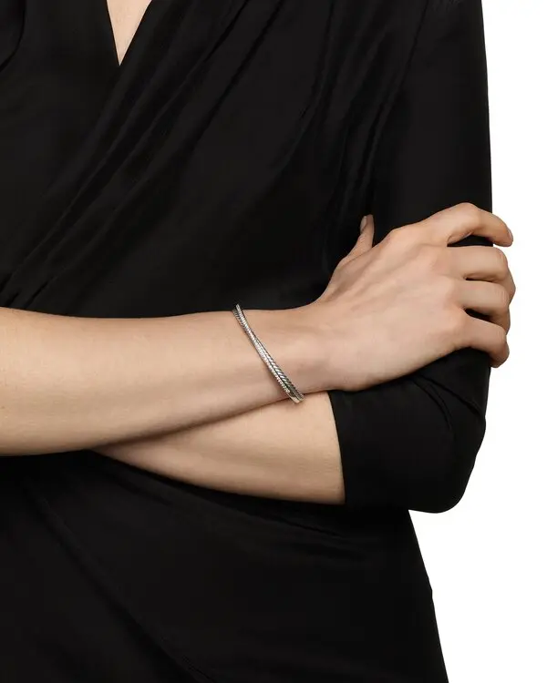 David Yurman Crossover Bracelet With Diamonds - Silver
