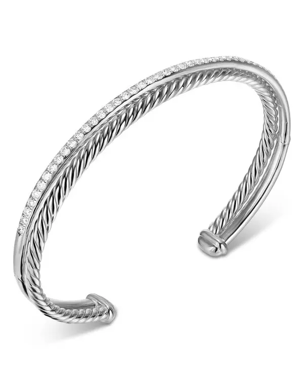 David Yurman Crossover Bracelet With Diamonds - Silver