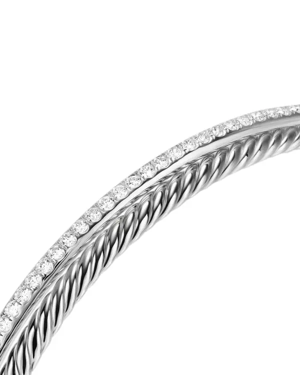 David Yurman Crossover Bracelet With Diamonds - Silver