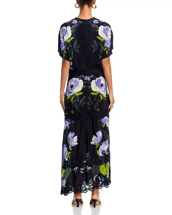 chinese dress ladies Black Soft Garden Lace Maxi Dress – FARM Rio main image 0