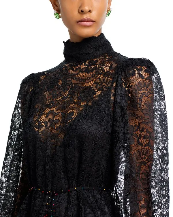 chinese dress ladies Farm Rio Orange Lace Long Sleeve Midi Dress, Orange / XXS main image 1