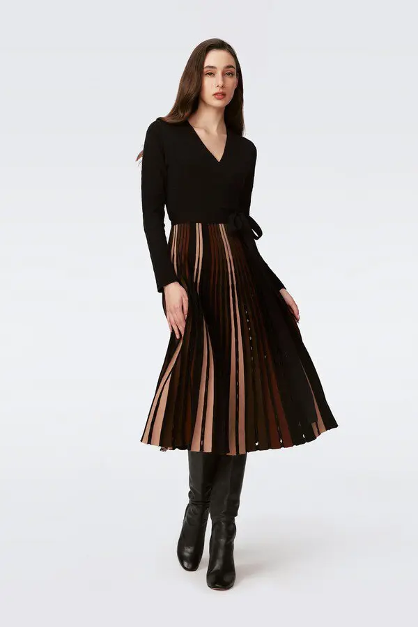 Diane Von Furstenberg Ollie Knit Wrap Dress In Brown - 40% Off |  Editorialist