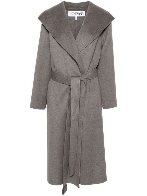 Loewe Belted Wool-Cashmere Coat - Grey | Editorialist