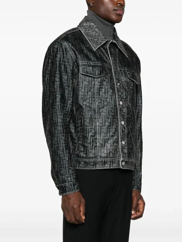 Fendi Ff-Motif Denim Jacket - Grey | Editorialist