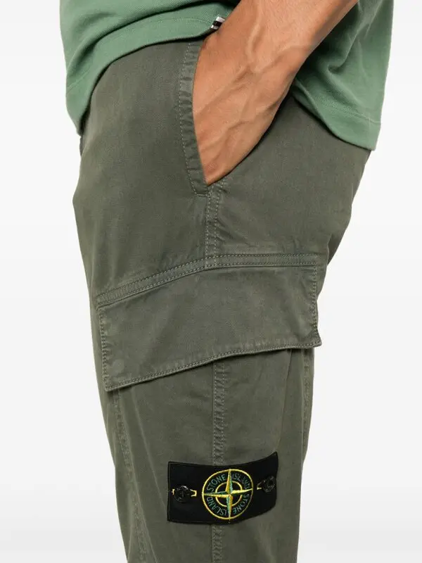 Stone Island Organic Cotton Twill Trousers - Green