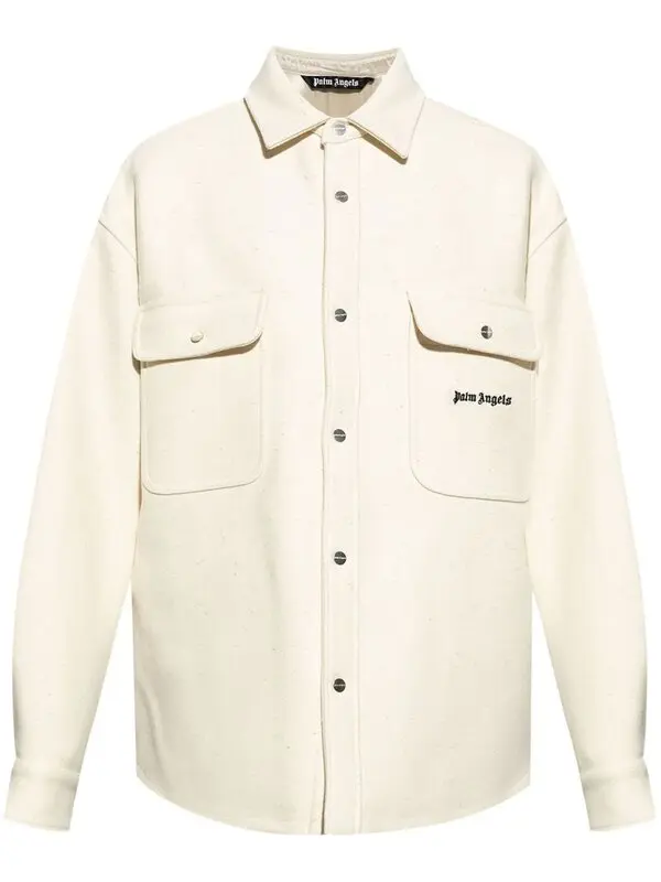 Palm Angels Logo-embroidered Buttoned Shirt Jacket - White
