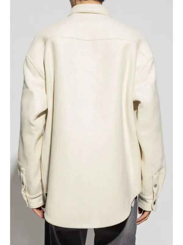 Palm Angels Logo-embroidered Buttoned Shirt Jacket - White