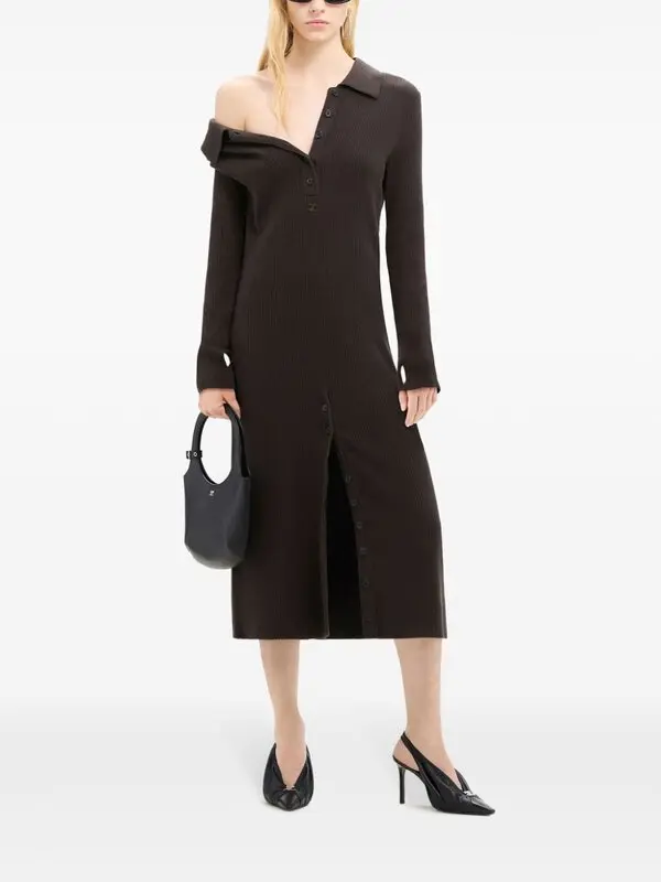 COURREGES Multi-button Midi Dress - Brown