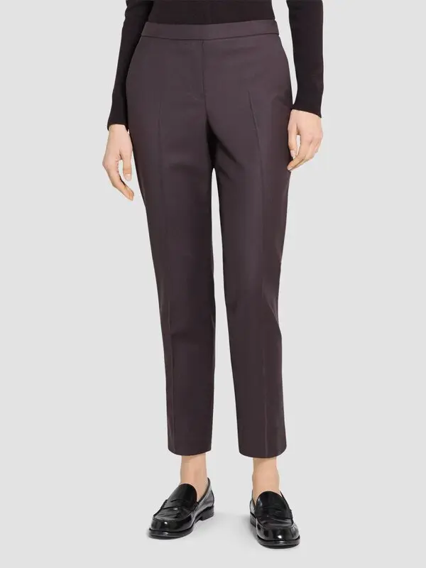 Theory Treeca Wool Crop Trousers - Cacao