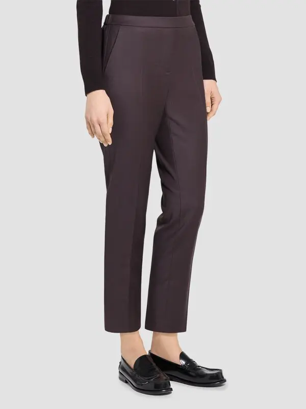 Theory Treeca Wool Crop Trousers - Cacao