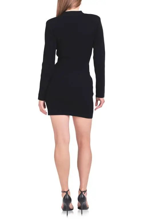 Endless Rose Padded Shoulder Ribbed Sweater Minidress