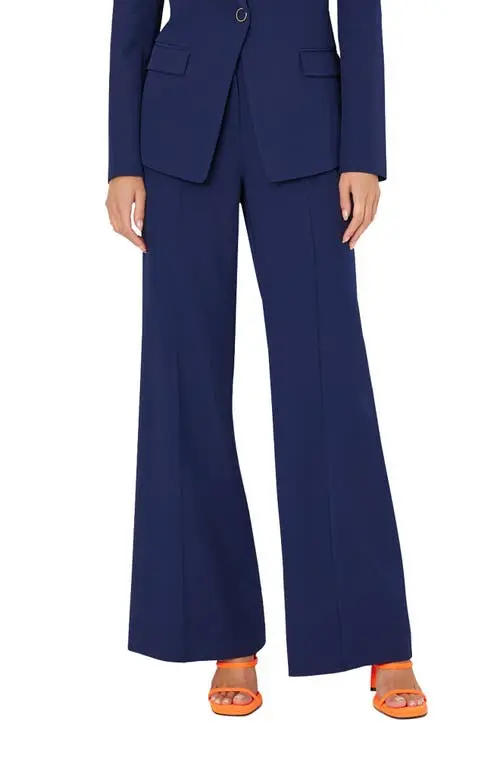 MILLY Nash Wide Leg Cady Pants - Navy