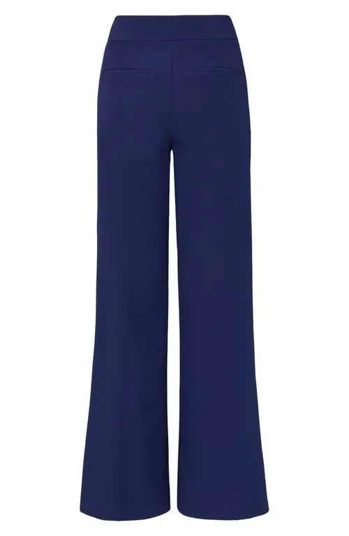 MILLY Nash Wide Leg Cady Pants - Navy